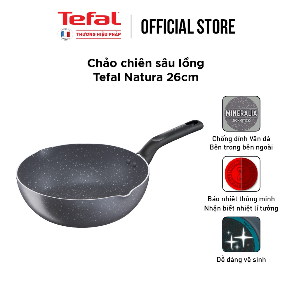 Chảo chiên sâu lòng vân đá Tefal Natura B2266595 26cm | Shopee Việt Nam