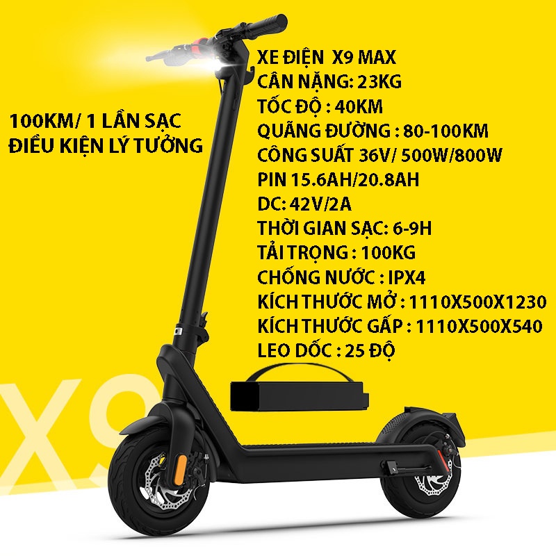 Xe điện X9 Pin siêu khủng đi 100km - Xe scooter điện PROMAX phù hợp cả ...