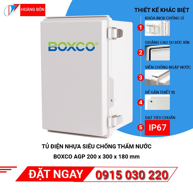 Tủ điện nhựa siêu chống nước Boxco AGP 200x300x180 mm | Shopee Việt Nam