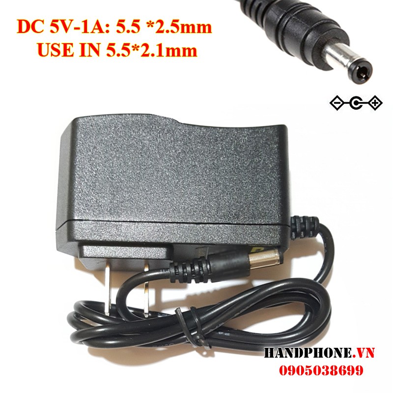 Bộ nguồn Adapter AC-DC: 5V - 1A (1000mAh) Chuẩn cắm 5.5 * 2.5mm / 5.5 ...