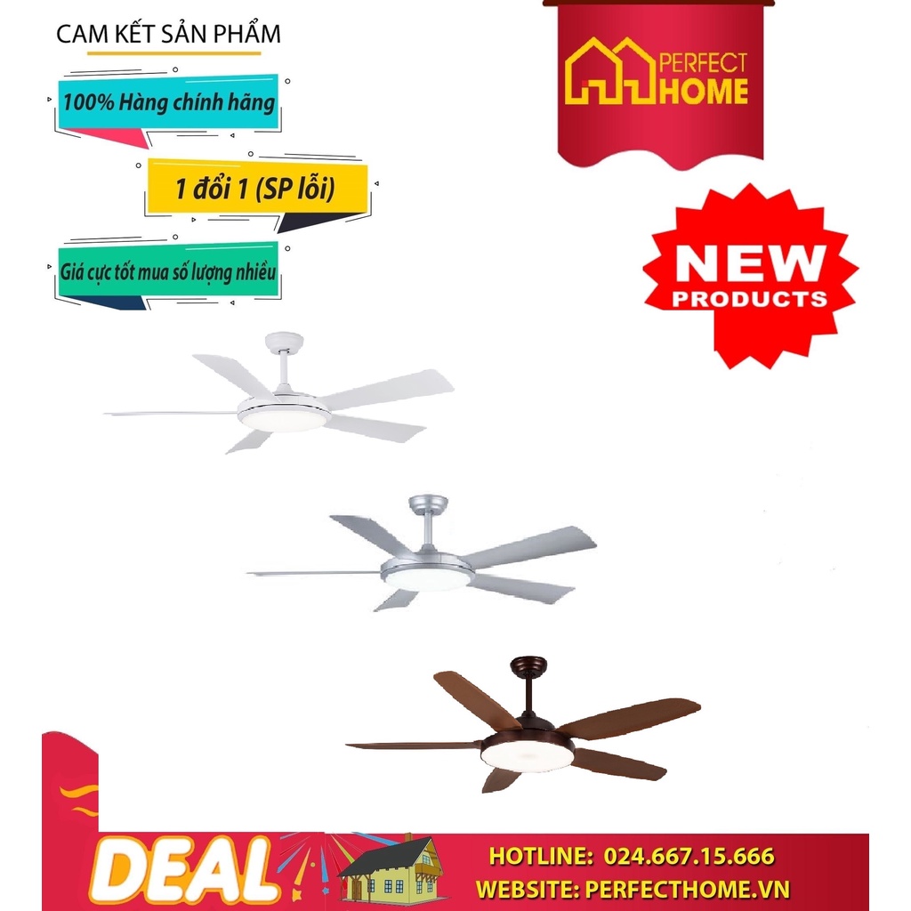 ( Hàng_Chính hãng)Quạt trần Asia QT01-N-01 , QT01-B-01 , QT01-T-01 . 5 cánh có đèn led 3 màu ...