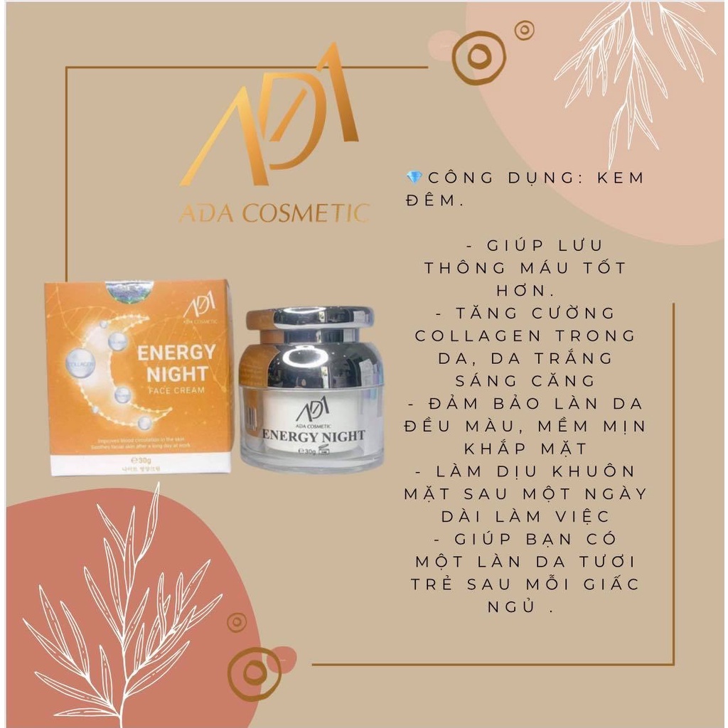 KEM DƯỠNG DA BAN ĐÊM ENERGY NIGHT ADA tăng sinh collagen trong da, làm ...