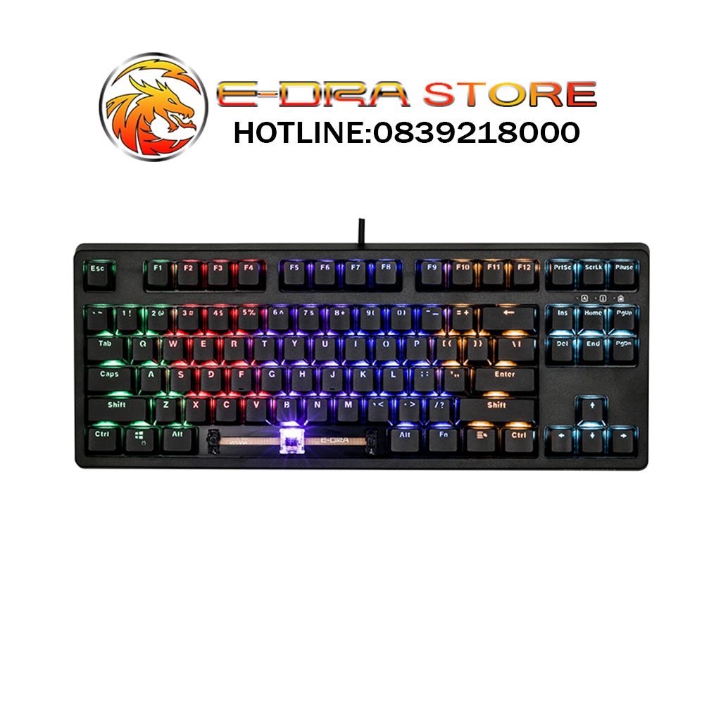 Bàn Phím Cơ EDRA EK387 Led Rainbow EDRA Switch - Dây Cap Typ C Cực Chất ...