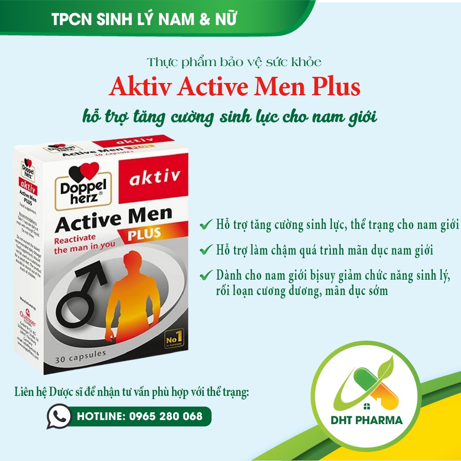 Aktiv Active Men Plus hỗ trợ tăng cường sinh lực cho nam giới (Hộp 30 ...