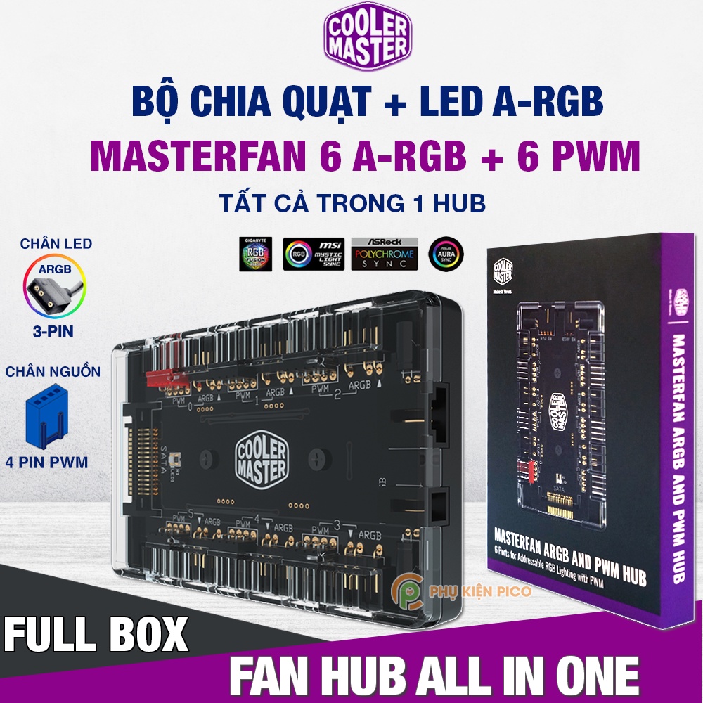 Hub chia Fan ARGB và PWM Cooler Master - Bộ chia fan CoolerMaster ...