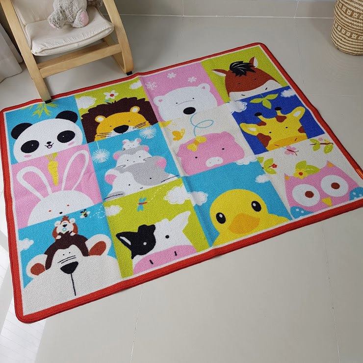 THẢM BÔNG HÀN QUỐC CREEPING_MAT Ô VUÔNG MẶT THÚ Kt 1m x 1m3 | Shopee ...