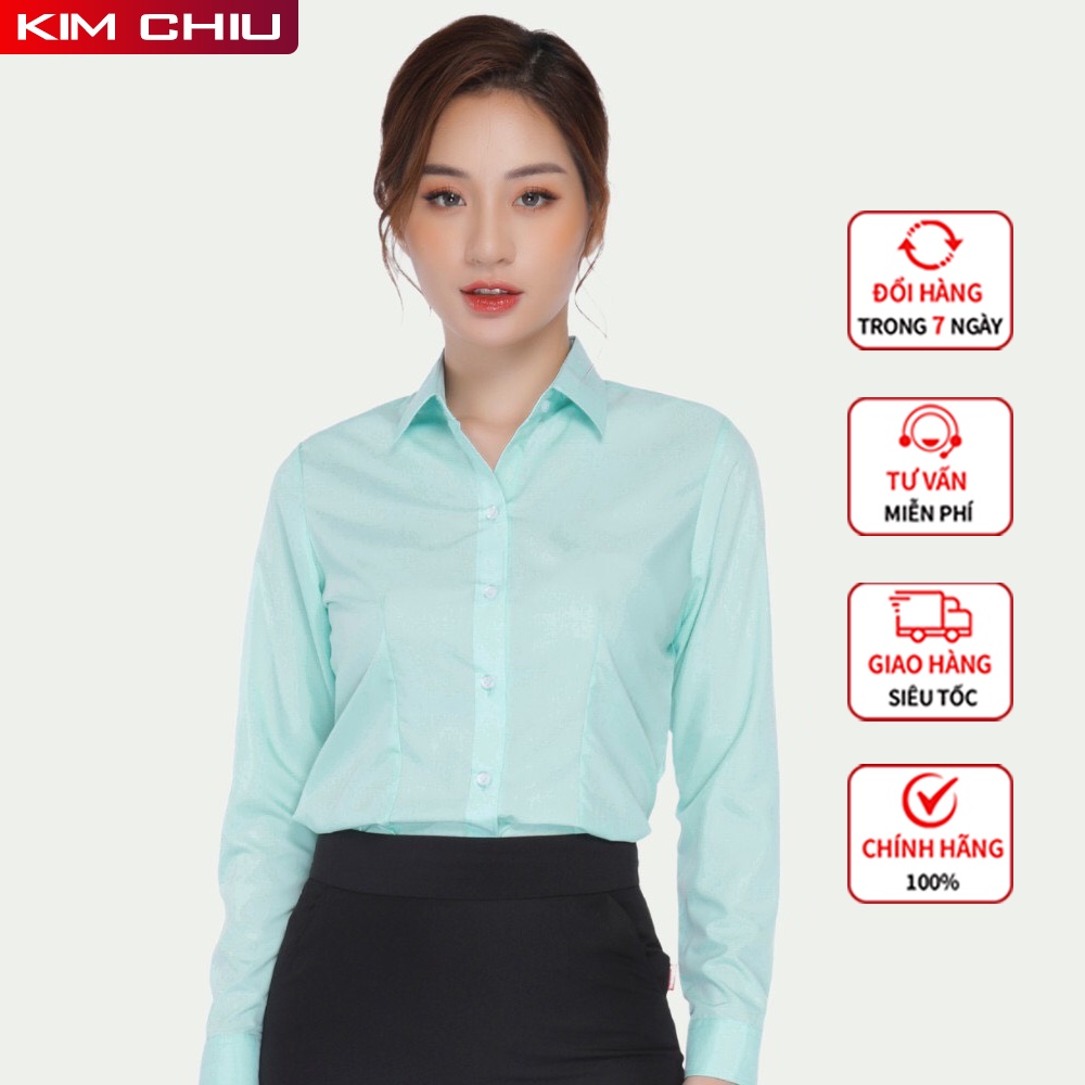 Áo Sơ Mi Nữ Công Cở Cao Cấp Kim Chiu, Màu Xanh Ngọc Tay Dài Vải Kate Ý ...