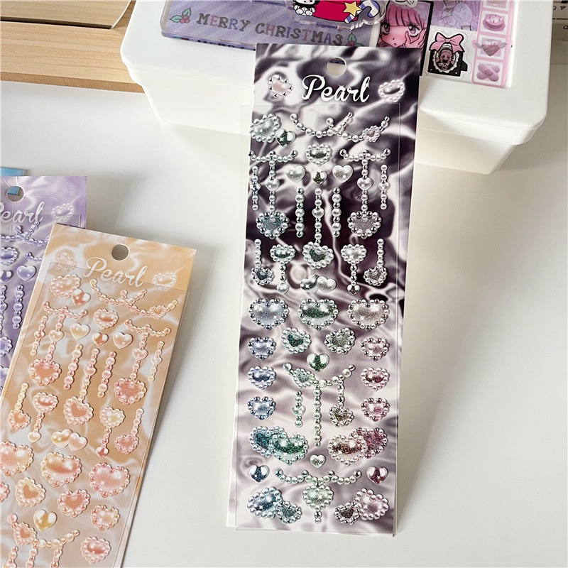 Sticker Hình Trái Tim Ánh Ngọc Trai Lấp Lánh Dùng Trang Trí Ảnh ...