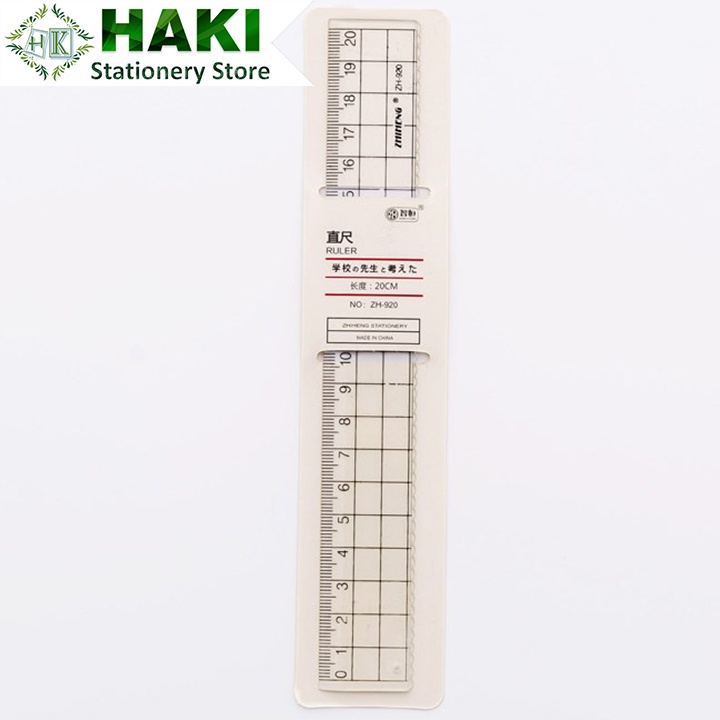 Thước kẻ nhựa trong suốt HAKI, thước kẻ acrylic 20cm 18cm 15cm thiết kế đơn giản đồ dùng văn ...