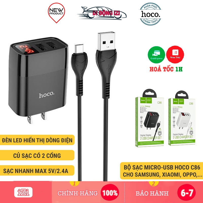 Bộ Sạc Micro-USB Hoco C86 Cho Samsung, Xiaomi, Oppo,... Bộ Sạc 2 Cổng ...