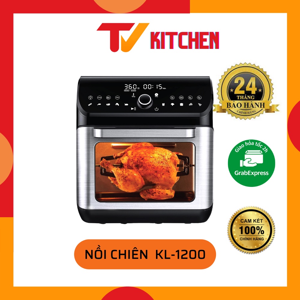 Nồi chiên không dầu Kalite KL 1200 dung tích 12L ướp gà nướng nguyên con, phụ kiện đa dạng 8 món ...