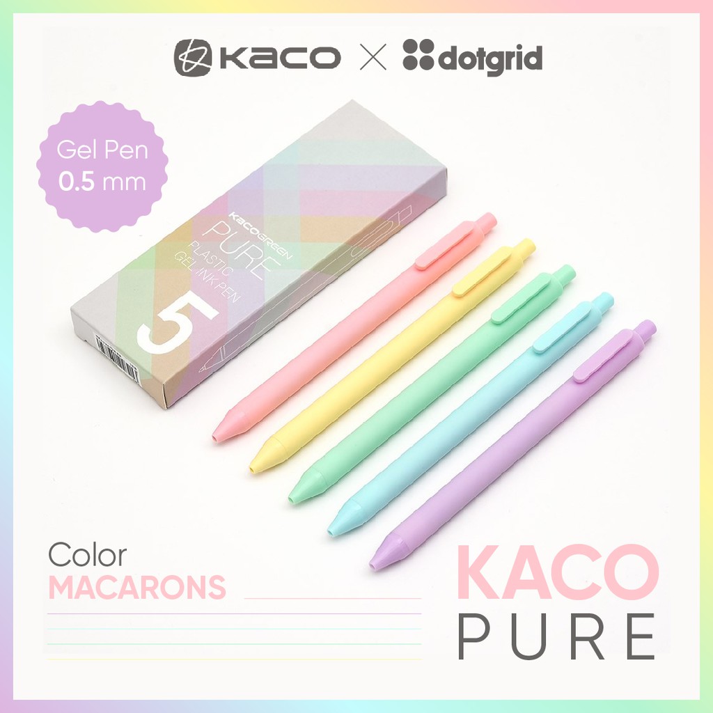 Bộ 5 bút gel KACO PURE Macarons màu Pastel mực nhiều màu (hàng chính ...