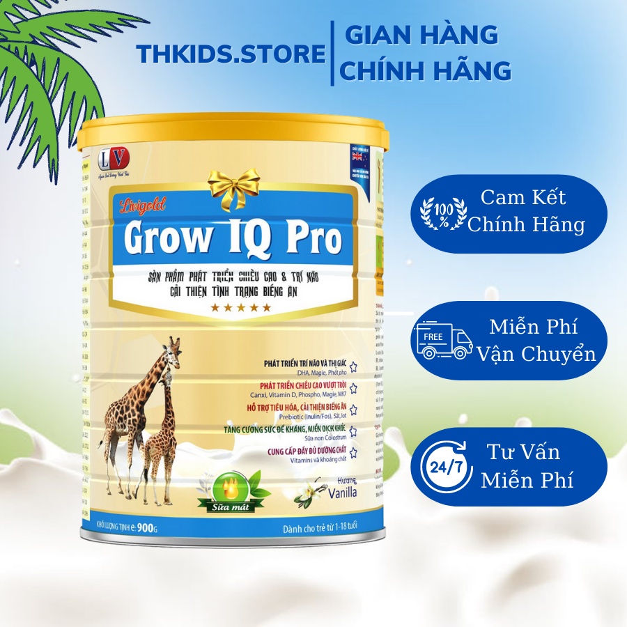 Sữa bột Grow IQ PRO 900gr phát triển chiều cao, trí não, hỗ trợ cải ...