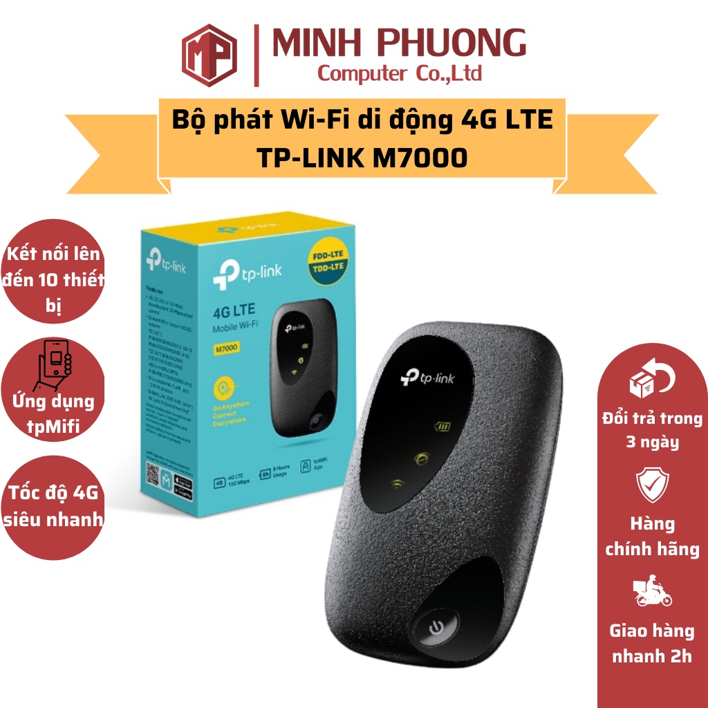 Bộ Phát Wifi Di Động TP-Link M7000 / M7200 3G/4G LTE 150Mbps Pin sạc 2000mAh | Shopee Việt Nam