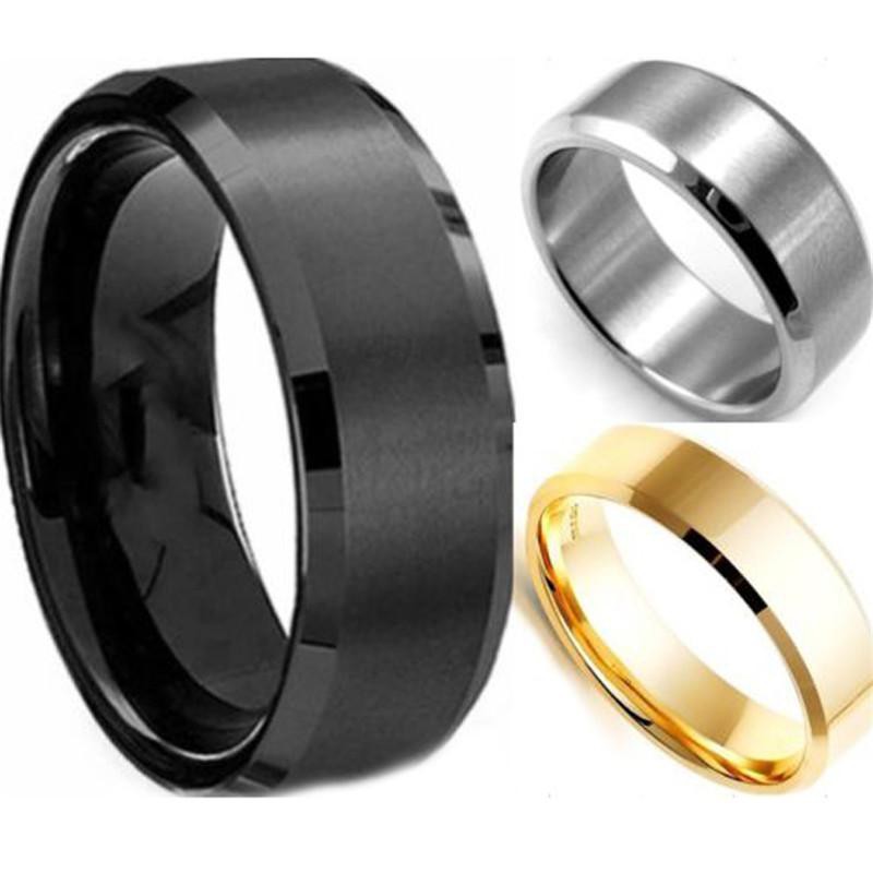 Cool Simple Men Ring Black Gold Silver Polishing Finger Ring Jewelry ...