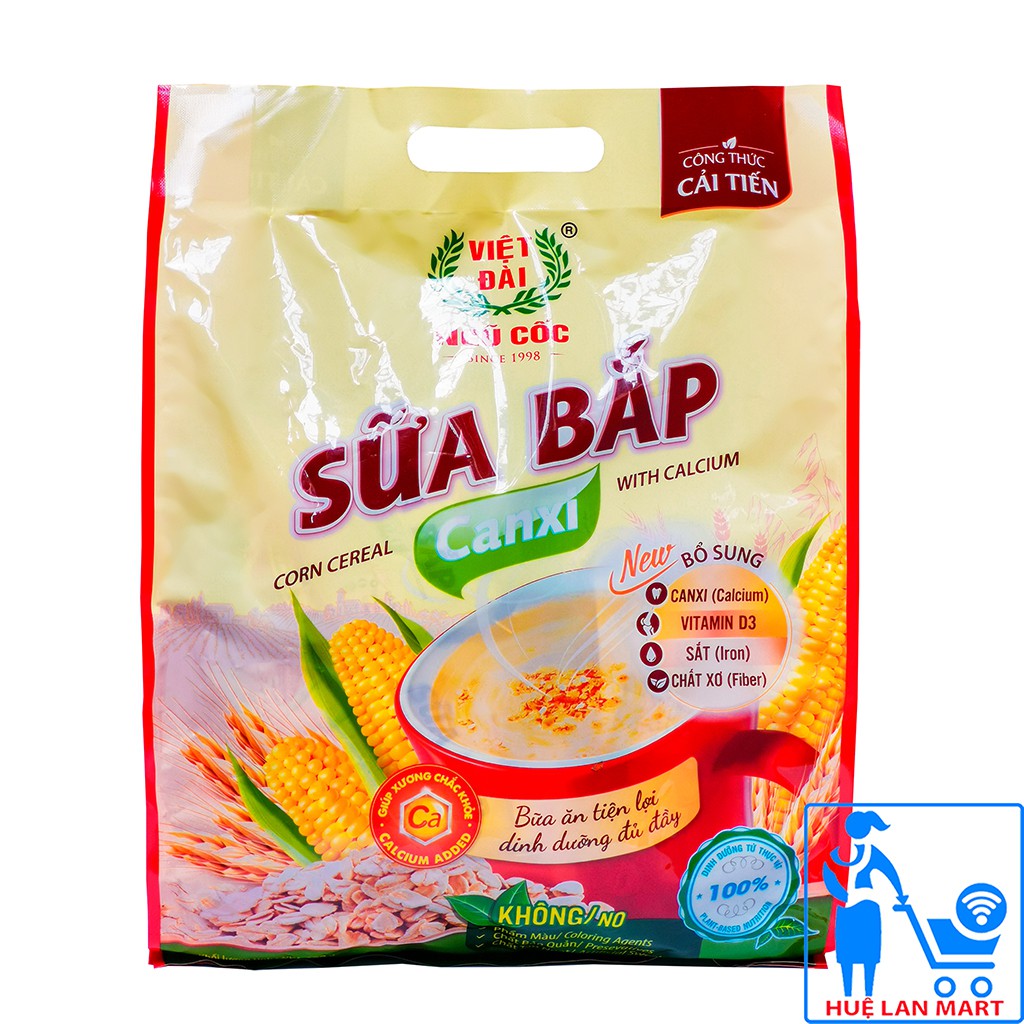 Ngũ Cốc Việt Đài Sữa Bắp Canxi - Túi 600g (20 gói x 30g) (Bữa ăn tiện lợi dinh dưỡng đầy đủ ...