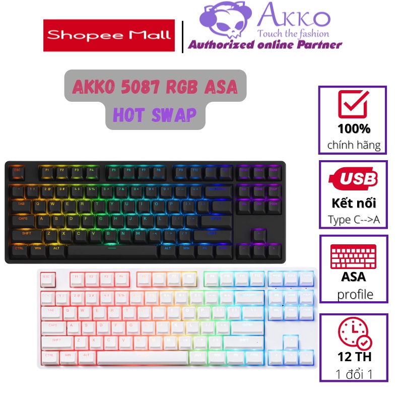 Bàn phím cơ AKKO 5087 RGB ASA (Foam tiêu âm / Hotswap / AKKO CS Jelly ...