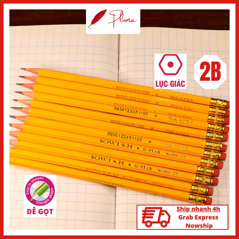 Bút chì Sowi SH G Star No.009 - 2B cao cấp (1 cây) dành cho dân văn phòng, học sinh -Pluma ...