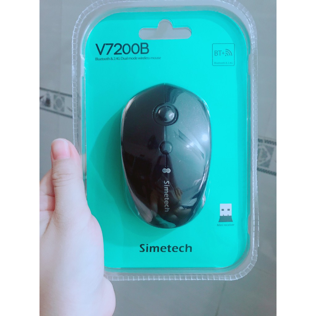 CHUỘT BLUETOOTH + WIRELESS CHỐNG ỒN SIMETECH V7200B | Shopee Việt Nam