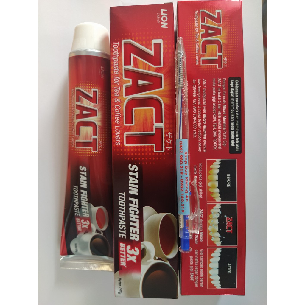 Kem đánh răng ZACT 190g ( Đặc biệt dành cho người uống trà, cafe, h.ú.t thu.ốc lá) | Shopee Việt Nam
