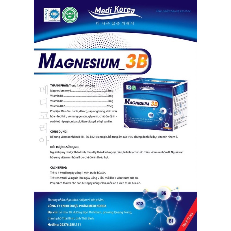 Magnesium_3b - bổ sung vitamin nhóm B ( b1,b6,b12) và magie hỗ trợ giảm ...