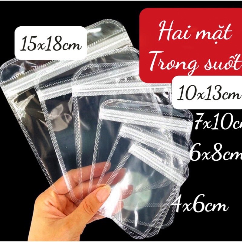 50c Túi zíp CỨNG trong suốt hai mặt và túi mặt đục y hình 100% hàng sẵn ...