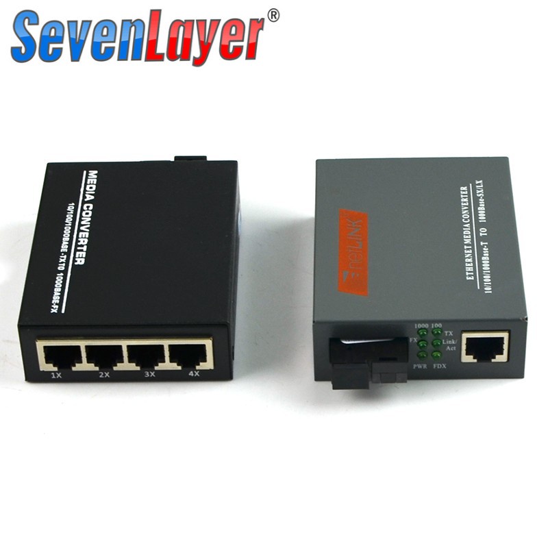 Công tắc Ethernet nhanh 4 RJ45 1 Cổng sợi SC 10 / 100 / 1000M Bộ chuyển ...