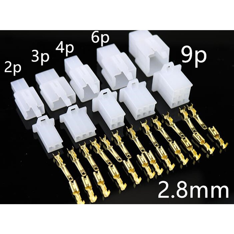 Set 5 Đầu Nối Dây 2.8mm 2P / 3P / 4P / 6p / 9p automobile 2.8 male Và female Cho Xe Máy | Shopee ...