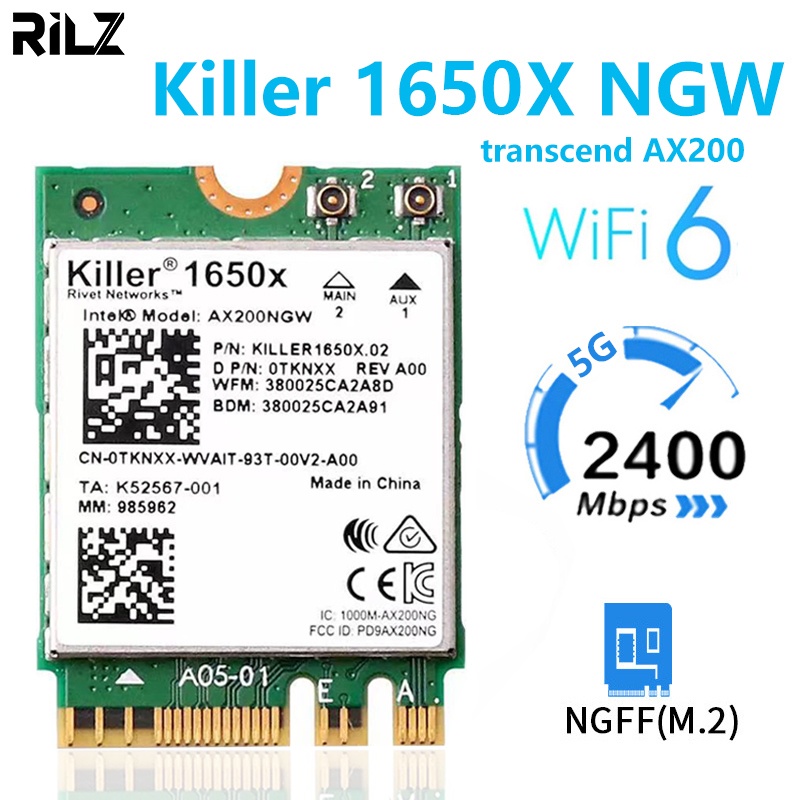 Card Intel WiFi Bluetooth Intel Killer 1650x . Wifi 6 AX200NGW. Thẻ ...