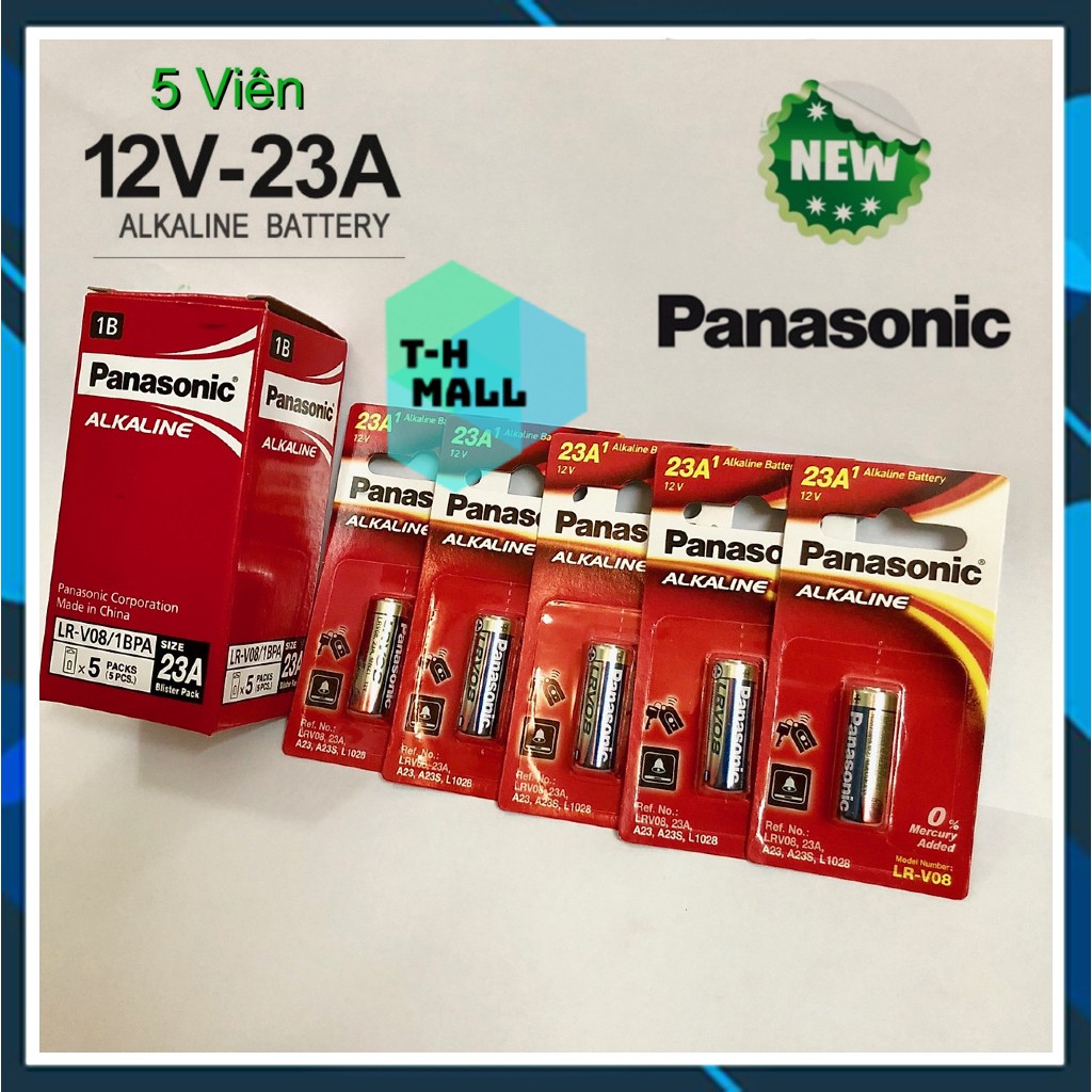 [CHÍNH HÃNG] Pin A23 23A Alkaline PANASONIC 12v LR-V08 Hộp 5 viên | Shopee Việt Nam