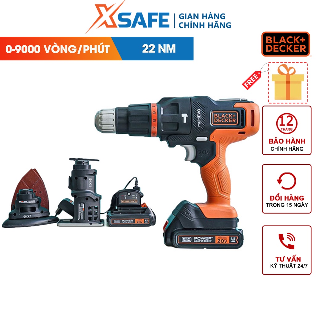 Máy khoan pin đa năng Black&Decker EVO185B1-B1, pin 18V chức năng khoan ...
