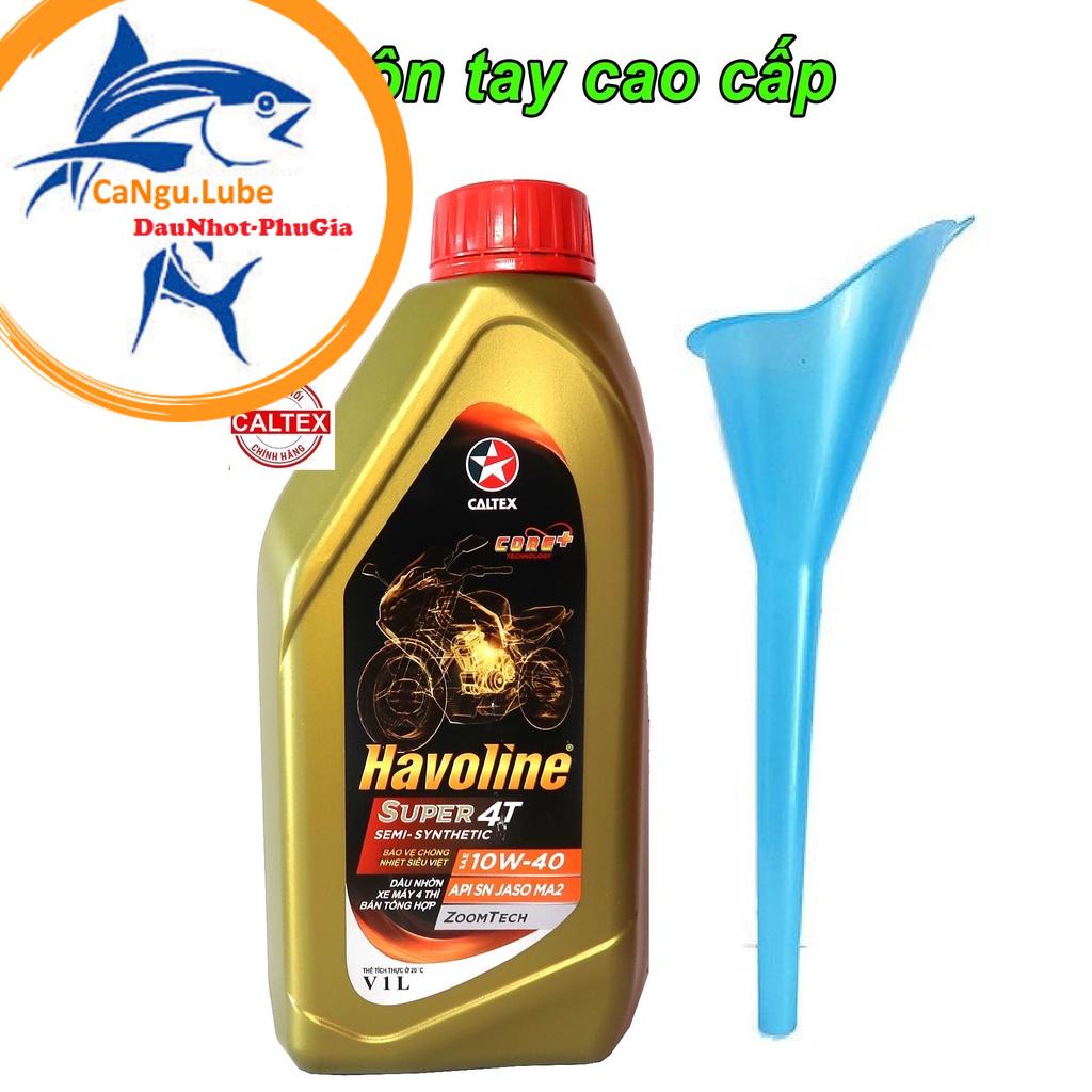 [Nhớt 1L+Phễu]Nhớt caltex Havoline Super 4T Synthetic SAE 10W-40 API SL JASO MA2 chai 1L, Nhớt ...
