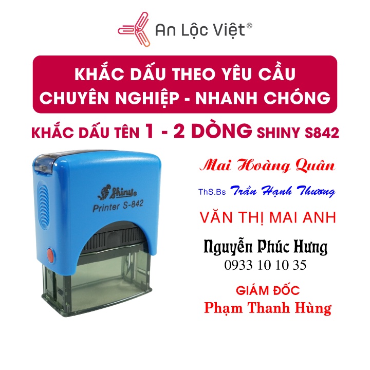 Khắc dấu tên 1 dòng - 2 dòng theo yêu cầu SHINY S842 - S222 (14x38mm ...