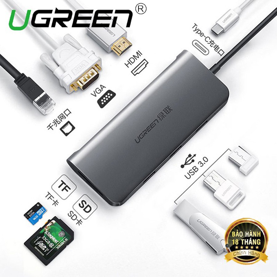 Hub đa năng USB Type C 6 in 1 Ugreen 40873 cao cấp | Shopee Việt Nam