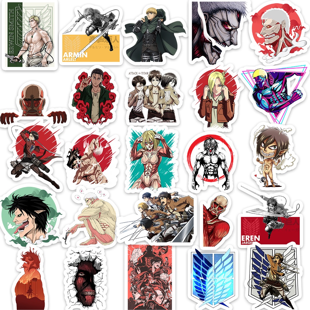 Set 50 cái Sticker Attack on Titans chống nước, Sticker Attack on ...