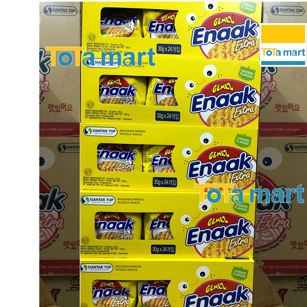 (HSD 11,12/2024) (Hộp 24 gói) Snack mì Enaak gà vàng. Lốc 20 gói mì ...