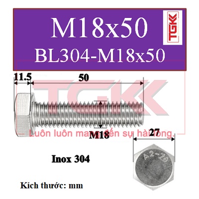 Bulong inox 304 M18 (30-100mm) | Shopee Việt Nam
