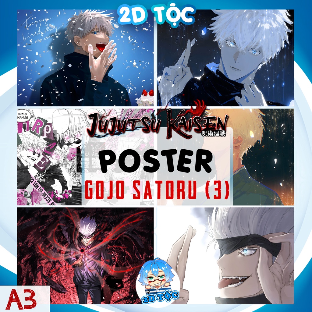 TRANH POSTER A3 GOJO SATORU (3) ANIME MANGA JUJUTSU KAISEN CHÚ THUẬT ...