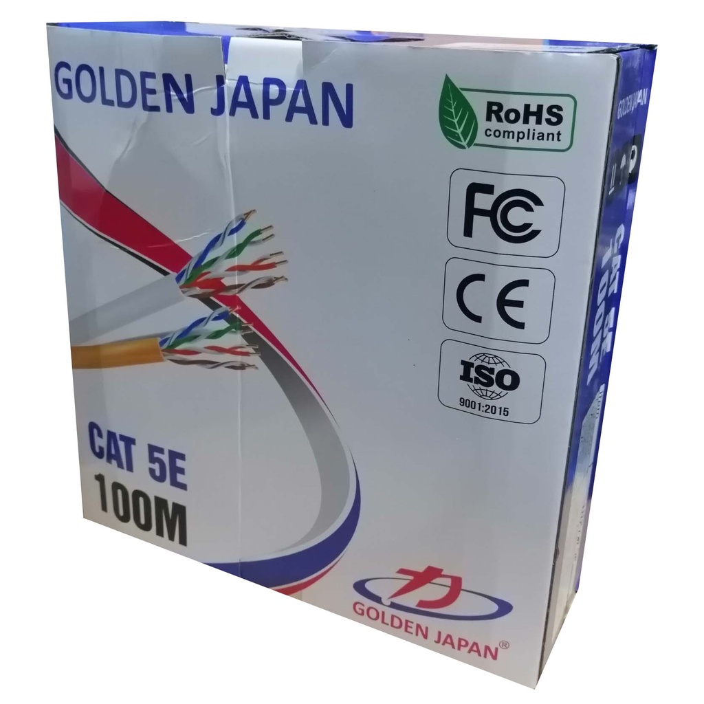 Cáp mạng GOLDEN JAPAN SFTP CAT5 100m Xanh lá (Chống nhiễu 2 lớp, Sợi ...