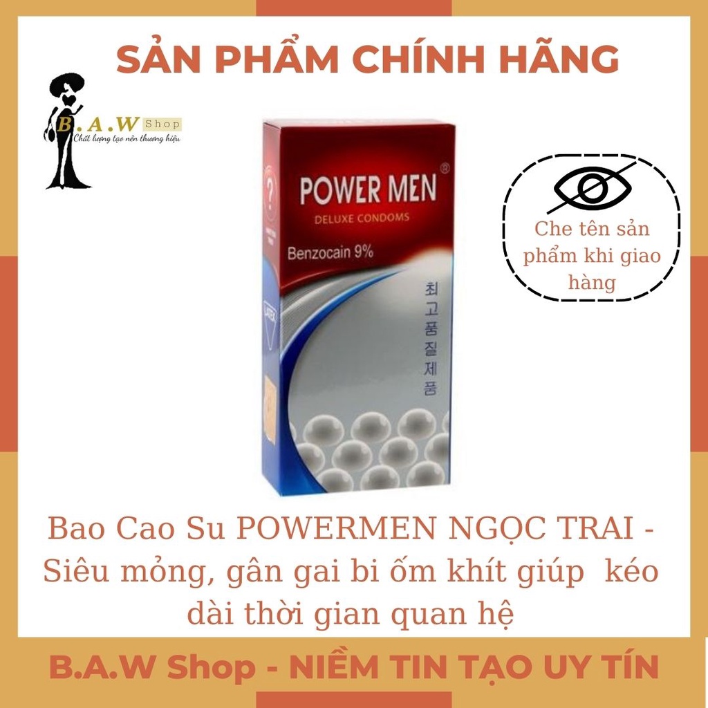 [GIÁ TỐT] - Bao Cao Su POWERMEN NGỌC TRAI - Siêu mỏng, gân gai bi ốm khít giúp kéo dài thời gian ...