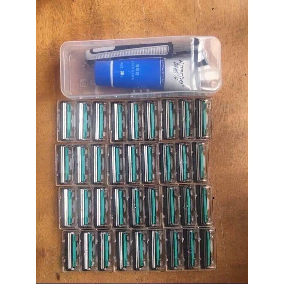 Combo sét rao cạo râu + 1 tuýt kem + 36 bàn cạo có dao lam | Shopee ...