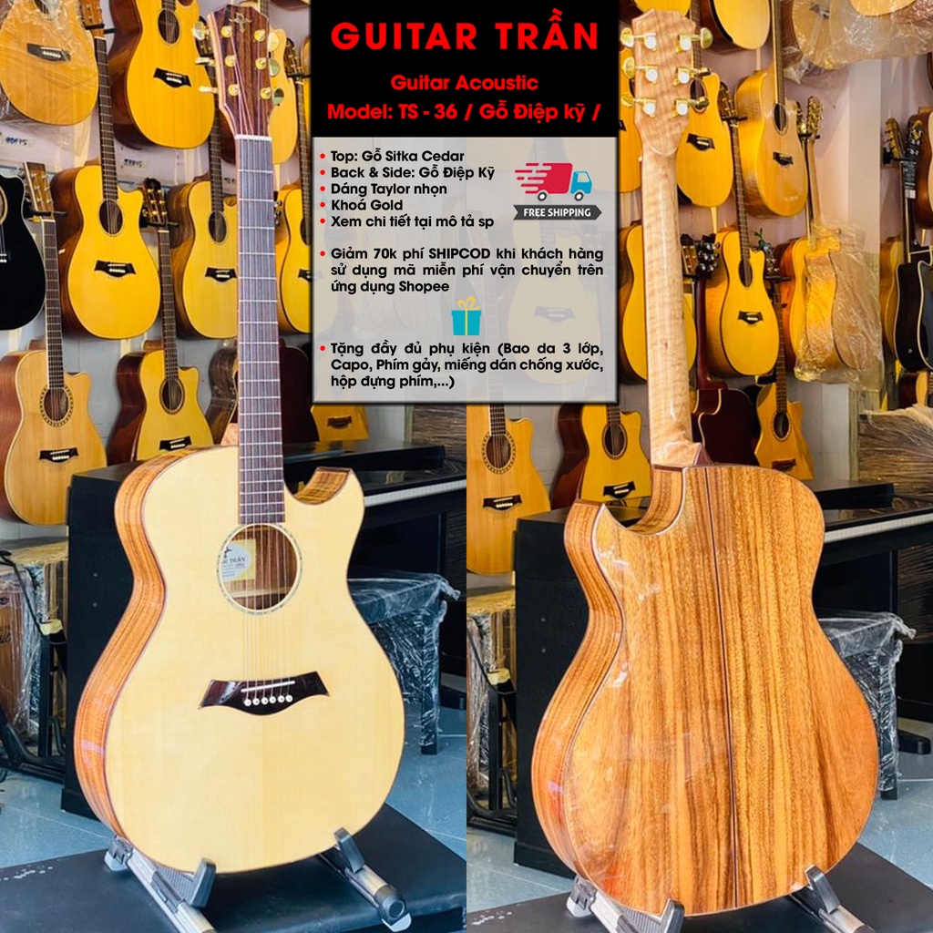 Đàn Guitar Acoustic TS36 - Gỗ Điệp kỹ - Khoá Gold - Guitar Trần nổi ...