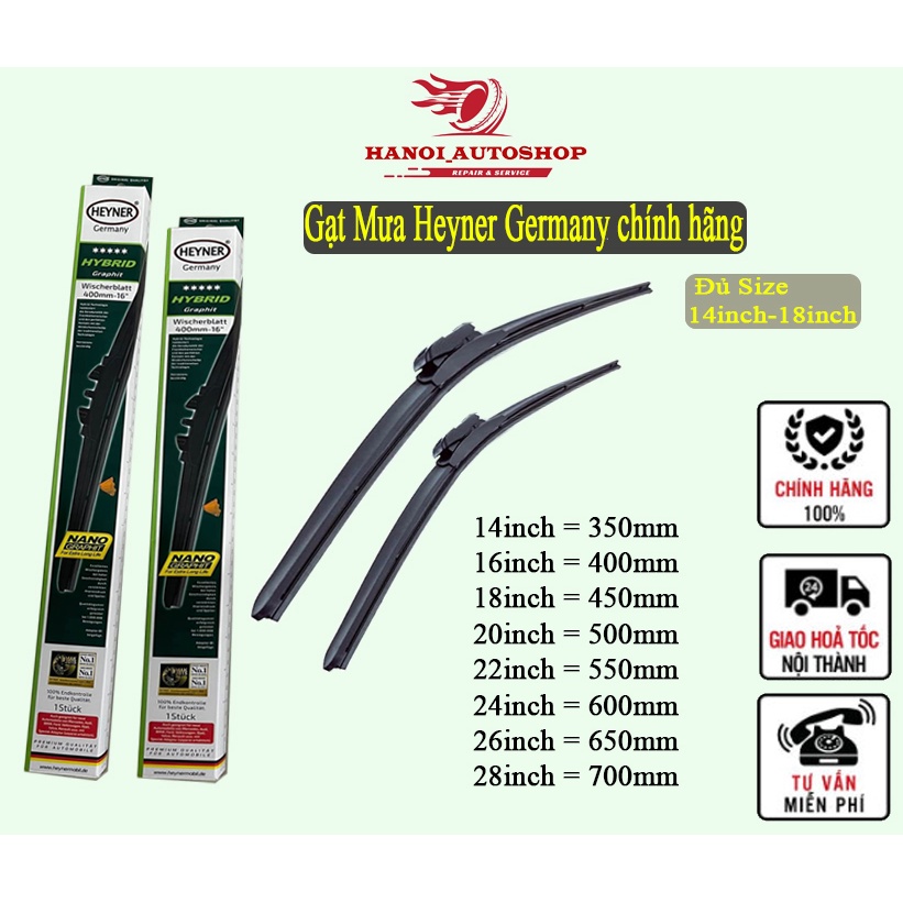 Gạt mưa ô tô Heyner Germany Hybrid chính hãng đủ size từ 14inch đến ...