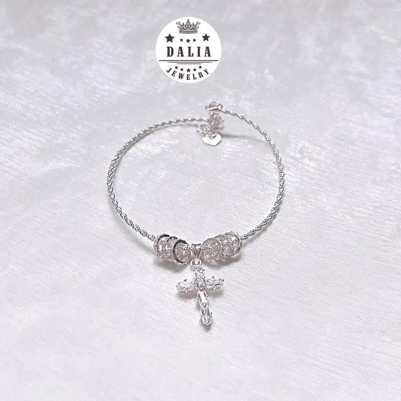 Vòng tay thánh giá phối charm chuẩn bạc mã LT22 DaLiA Jewelry lắc tay thánh giá, vòn tay công ...