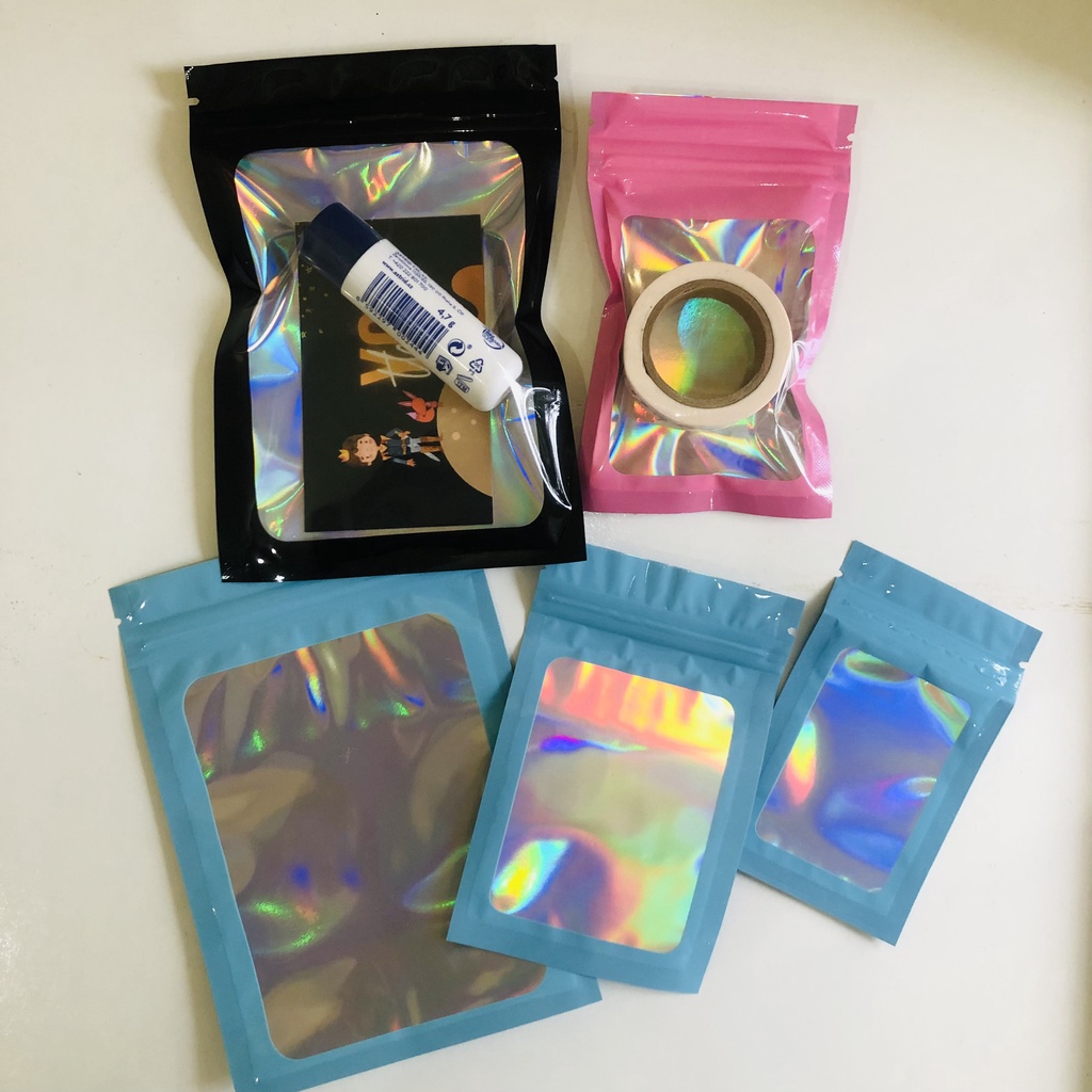 100 Túi zip HOLOGRAM 6 MÀU, chất túi Bóng, có 3 size từ nhỏ đến lớn ...