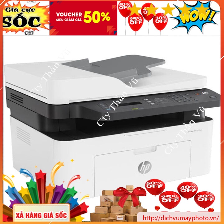 Máy in mới 100% HP Laser MFP 137fnw đa chức năng In Scan copy fax bảo ...