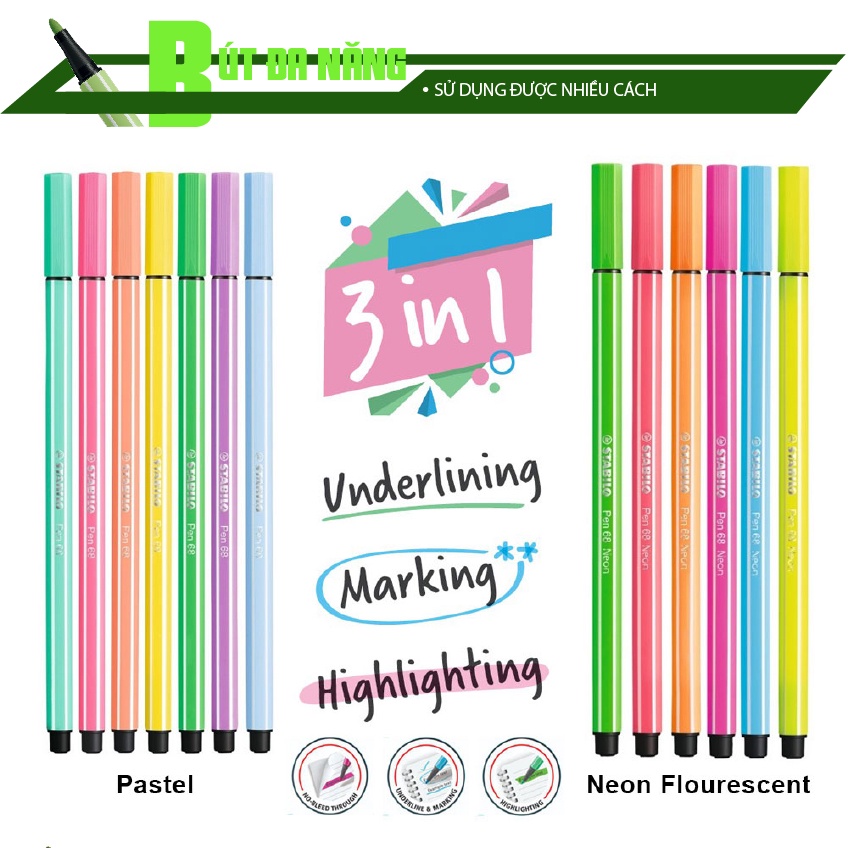 Bút lông màu STABILO Pen68 1.0mm PN68 nhóm 2 | Shopee Việt Nam