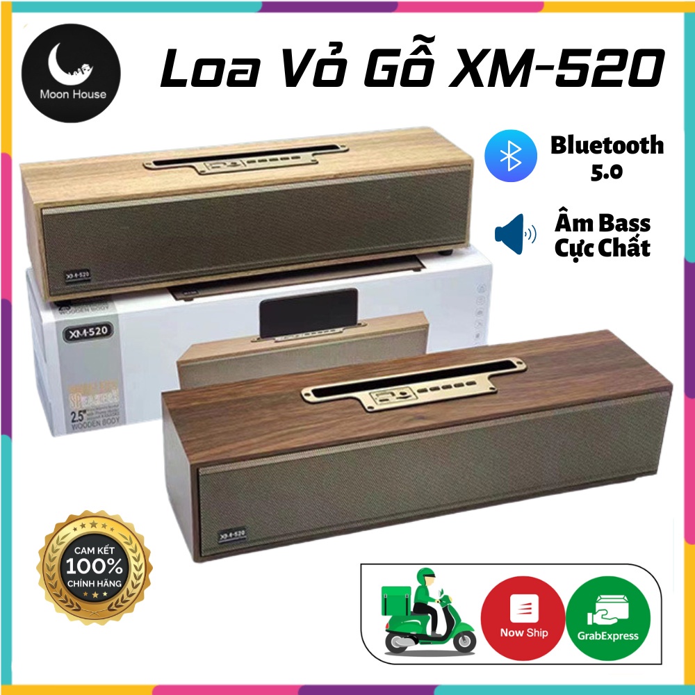 New 2022 , Loa Bluetooth XM 520 Thiết Kế Vỏ Gỗ Sang Trọng Dạng Thanh Để Bàn , Bass Chuẩn , Ấm ...