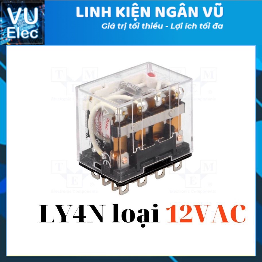 Relay trung gian LY4N 12V - 24V - 220V 14 chân 10A , Rơ le, relay 220V10A 14 chân (Chân To)(hàng ...