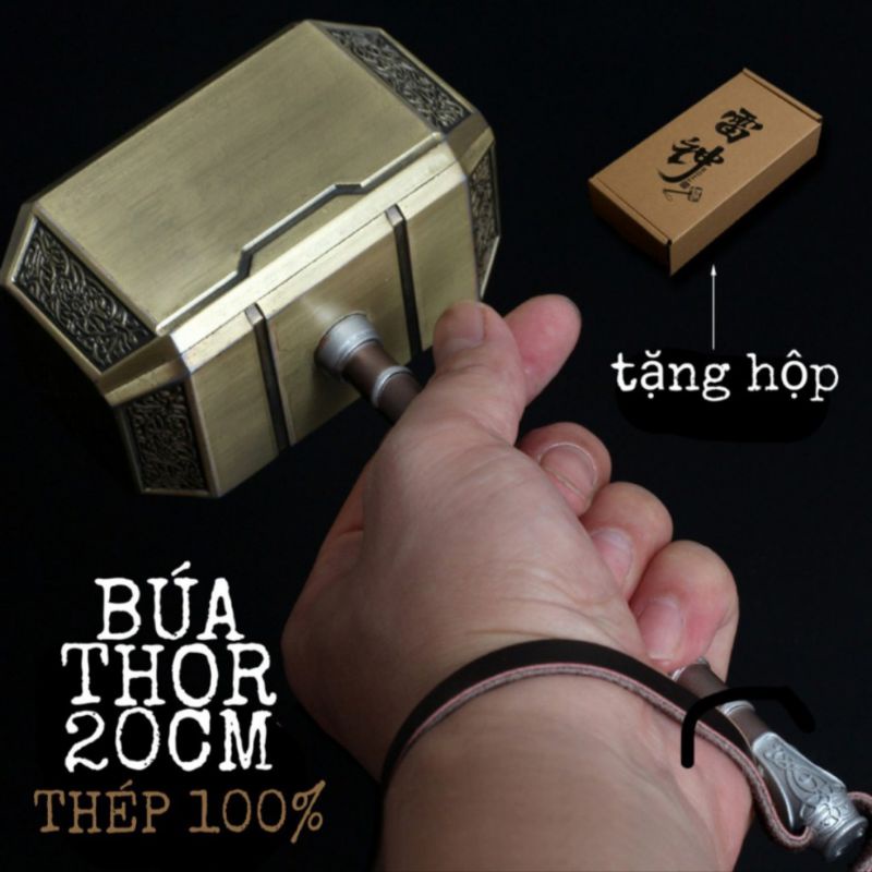 (Có Sẵn) Búa Thor Mjolnir của Thần Sấm Bằng Kim Loại nguyên khối tỉ lệ ...